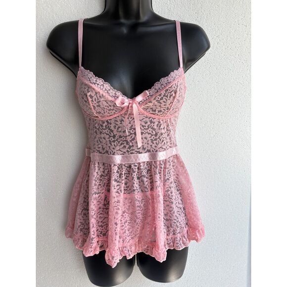 n.a | Intimates & Sleepwear | New Pink Lace Teddy Set Size S Lingerie ...